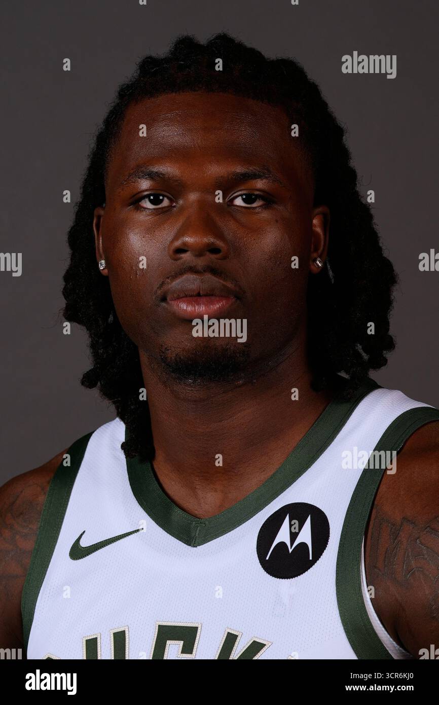 Milwaukee Bucks' Chris Livingston poses for a photo during the team's ...