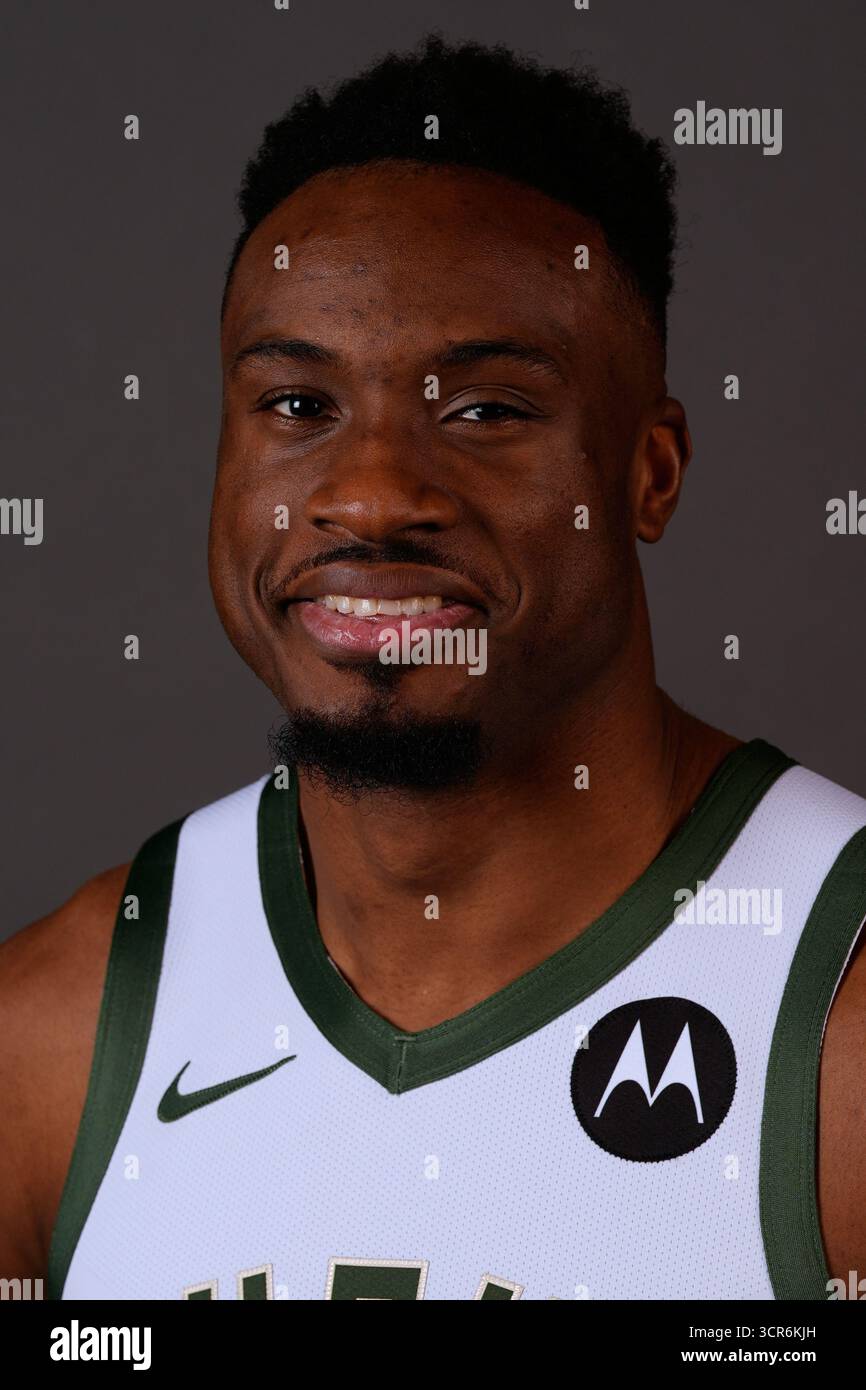 Milwaukee Bucks' Thanasis Antetokounmpo poses for a photo during the ...