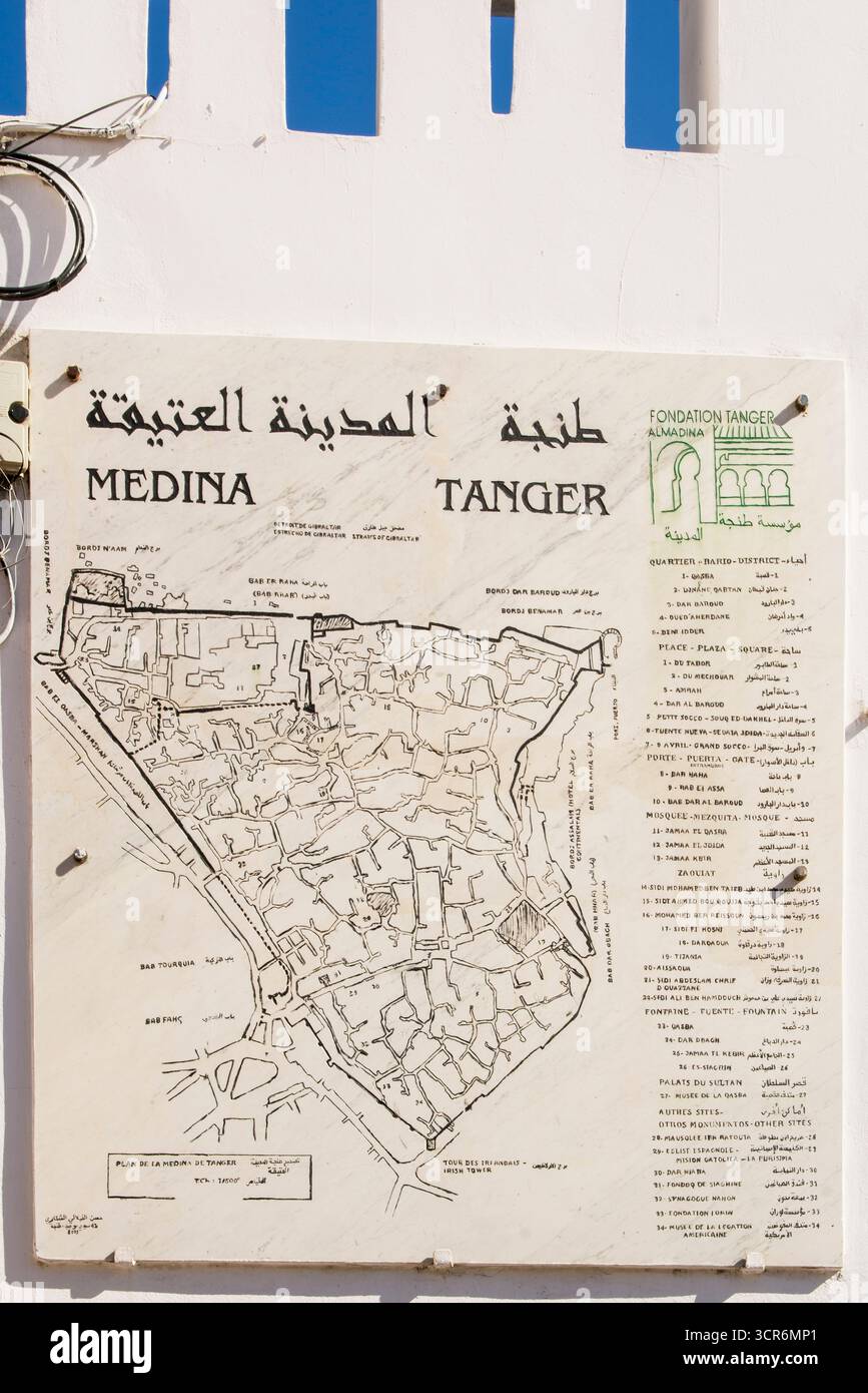 Map of the medina at the Gateway into Bab el Fahs, old medina, tangier ...