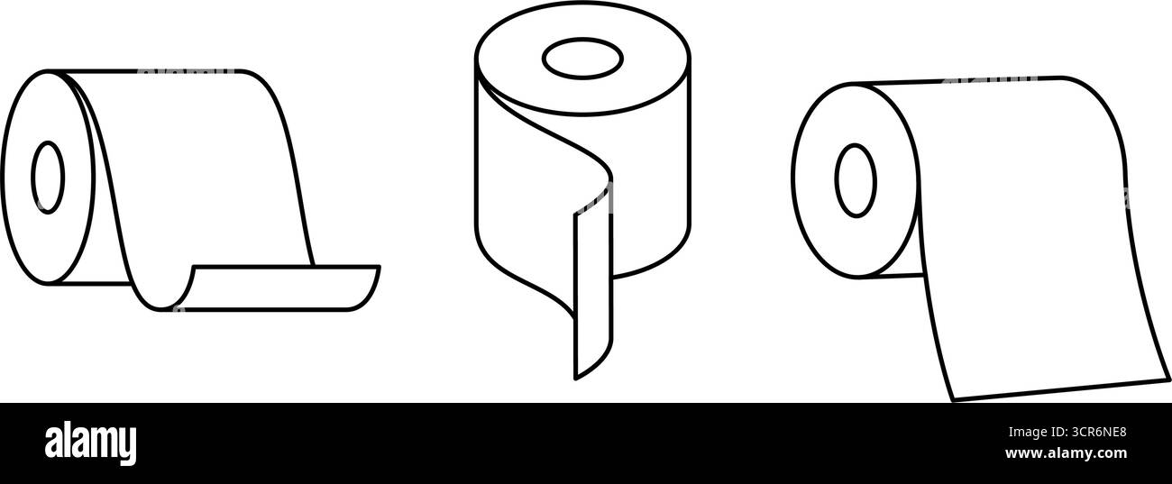 Paper rolls outline symbols. Toilet papers, napkins, wipes and other ...