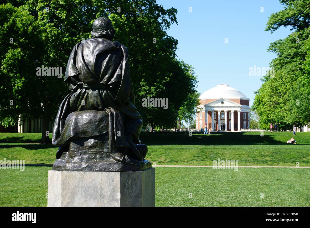 Historic statue of Homer oversees the lawn and rotunda on the campus ...