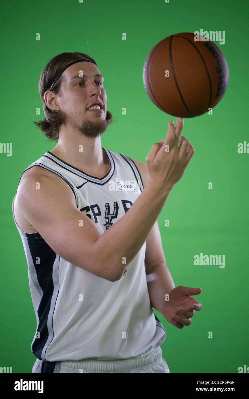 San Antonio Spurs center Kelly Olynyk poses during the NBA basketball ...