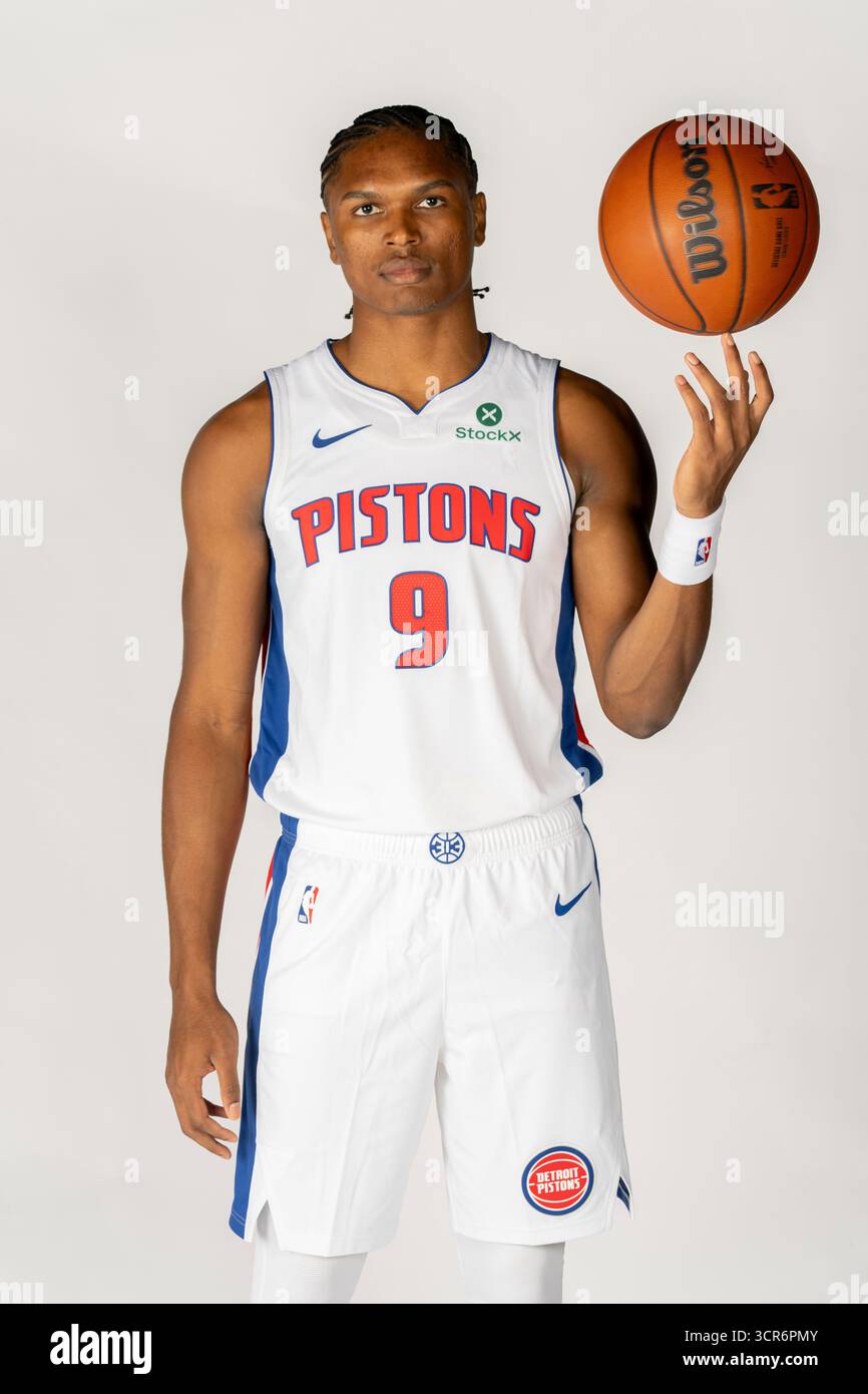 Detroit Pistons forward Ausar Thompson poses for a photo during the NBA ...