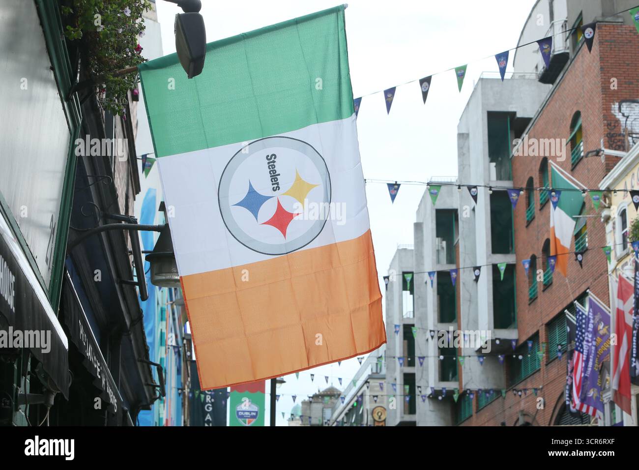 Dublin, Ireland - 29th September 2025 - An Irish tricolour flag with ...