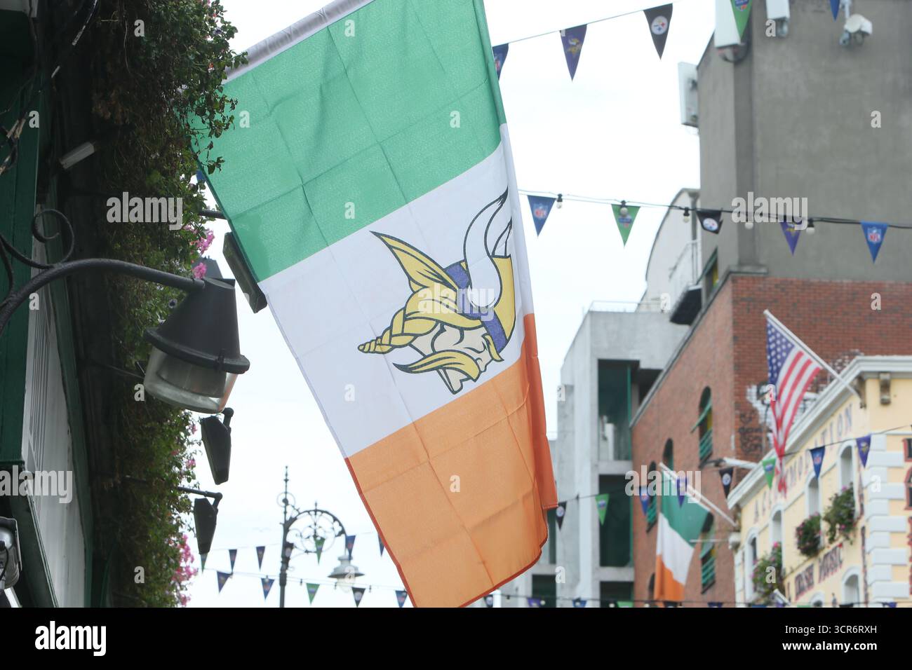 Dublin, Ireland - 29th September 2025 - An Irish tricolour flag with ...