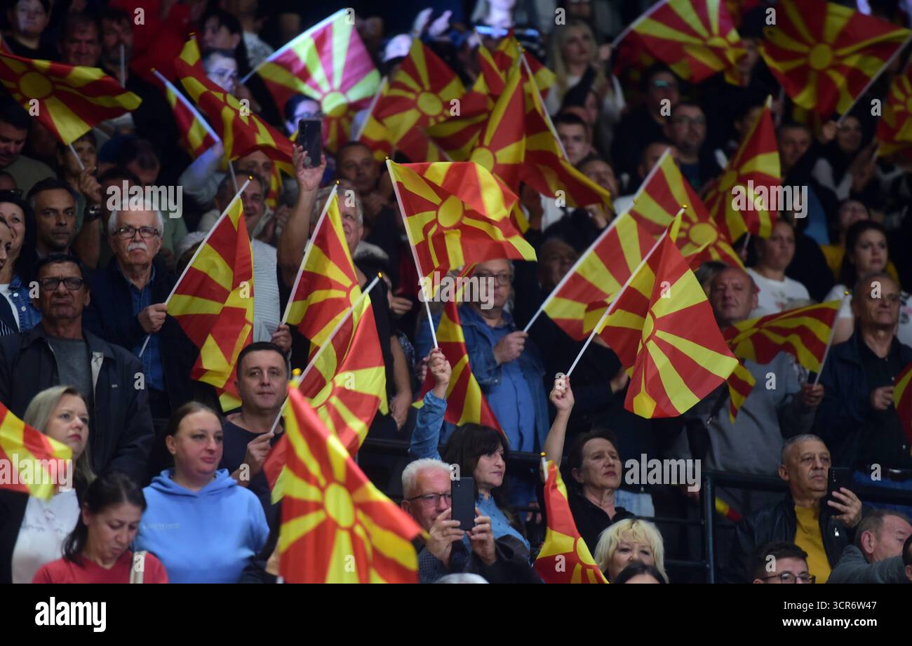 Sympatizers of the biggest ruling party in North Macedonia VMRO DPMNE ...