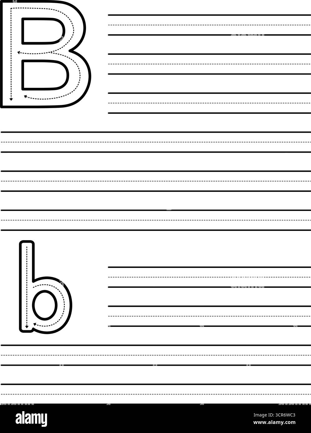 Alphabet b tracing Black and White Stock Photos & Images - Alamy