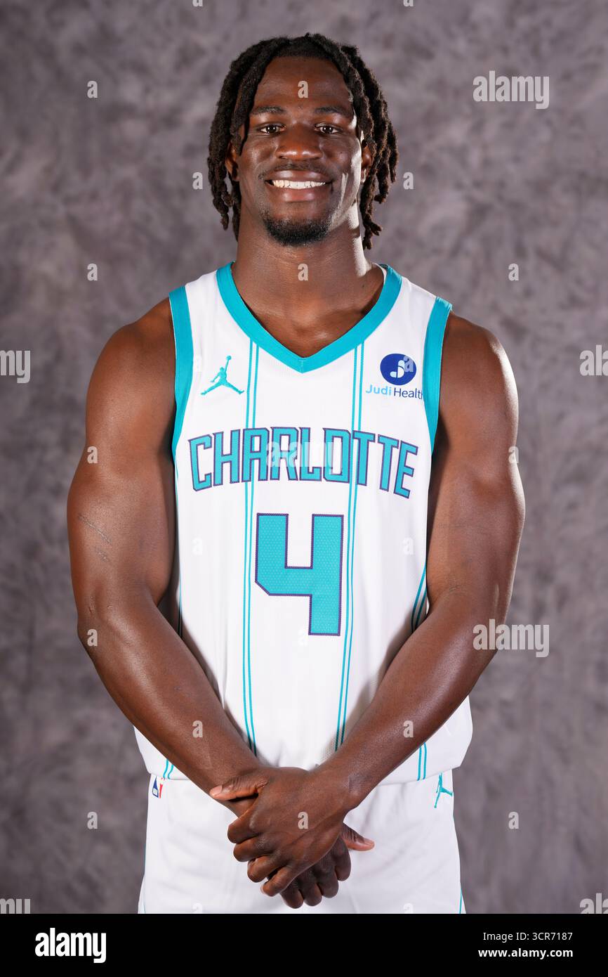 Charlotte Hornets' Sion James poses for a photo during the NBA ...