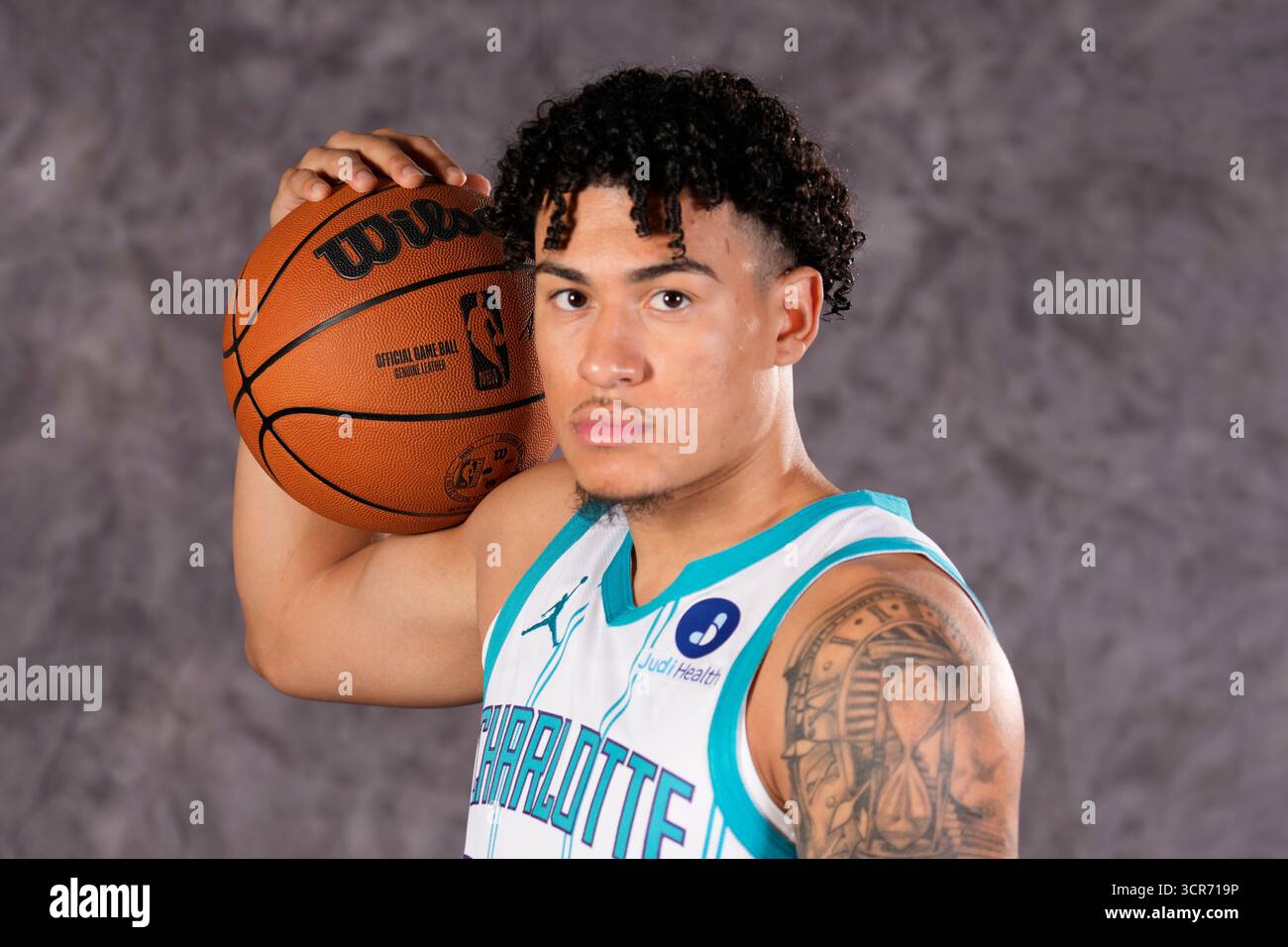 Charlotte Hornets' KJ Simpson poses for a photo during the NBA ...
