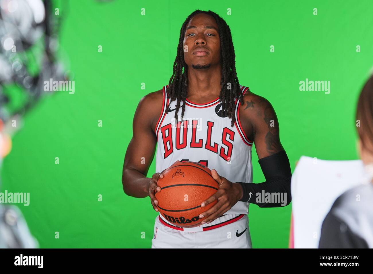 Chicago Bulls' Ayo Dosunmu poses for photographers during the NBA ...