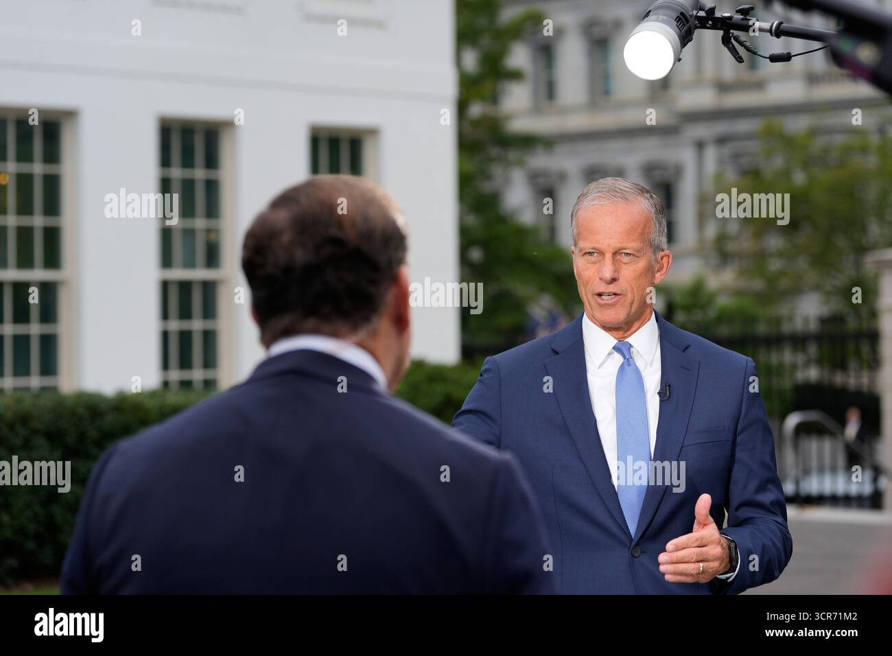 Senate Majority Leader John Thune, R-S.D., is interviewed by FOX News ...