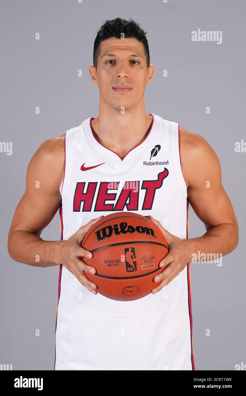 Miami Heat forward Simone Fontecchio poses for a photo during the NBA ...