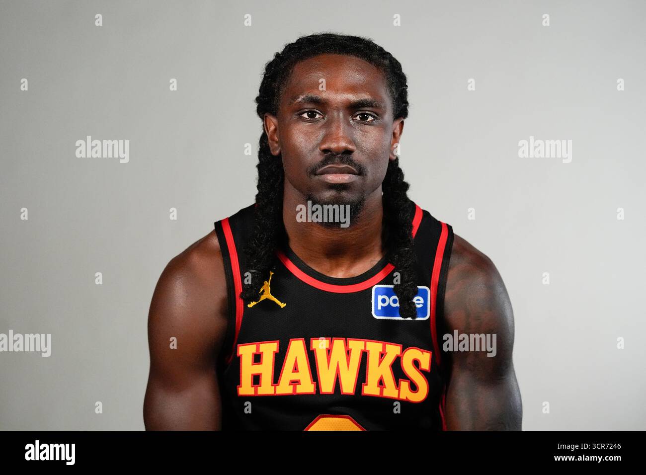 Atlanta Hawks guard Keaton Wallace (2) poses for a photo during the Atlanta Hawks media day ...