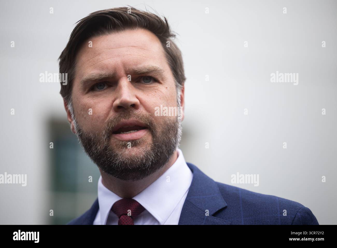 Vice President JD Vance speaks with reporters after a meeting with ...