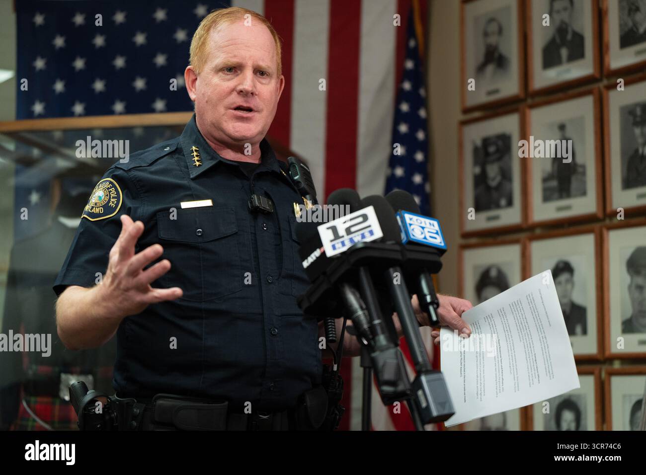 Portland Police Chief Bob Day speaks during a news conference on Monday ...