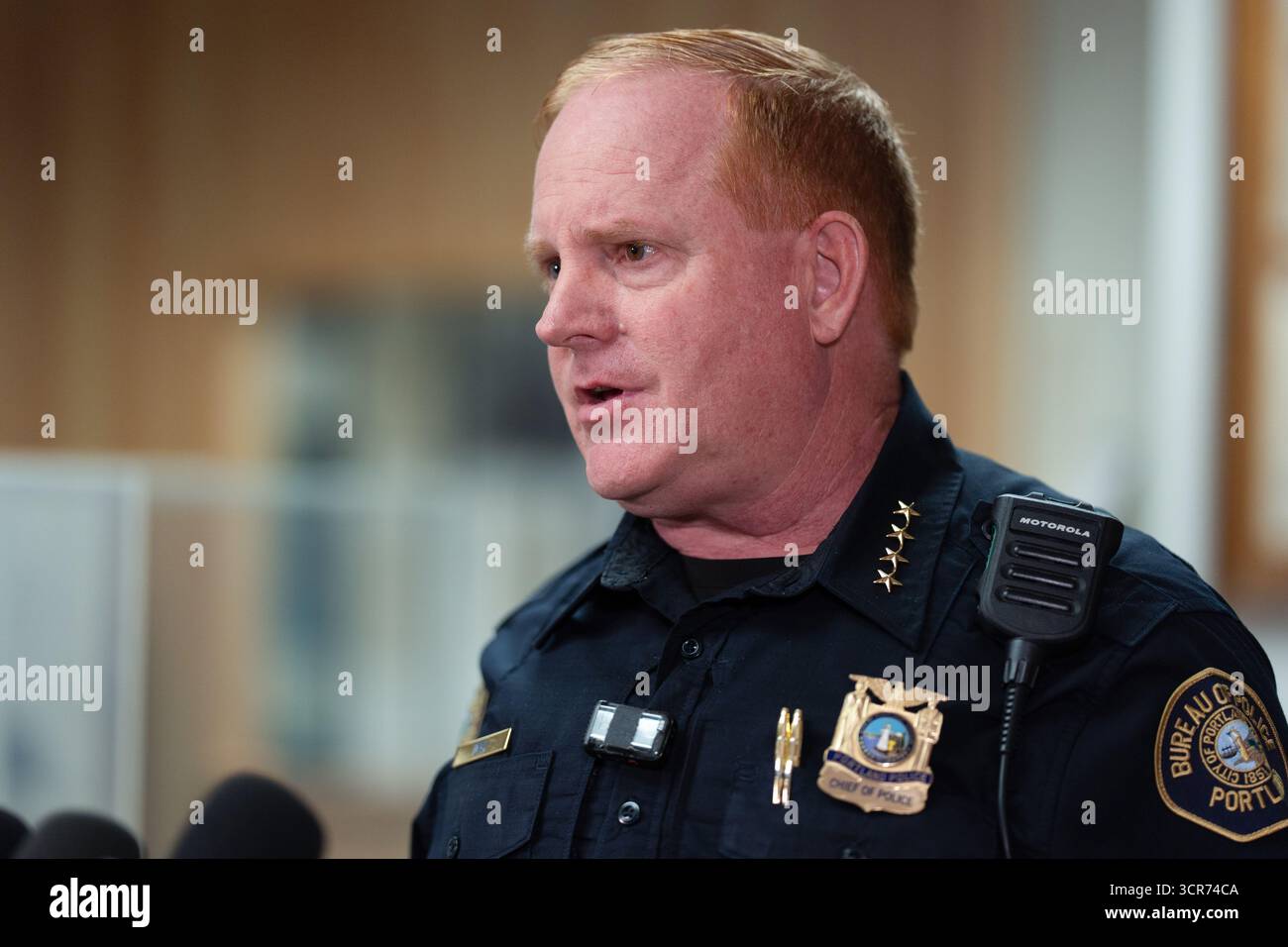 Portland Police Chief Bob Day speaks during a news conference on Monday ...