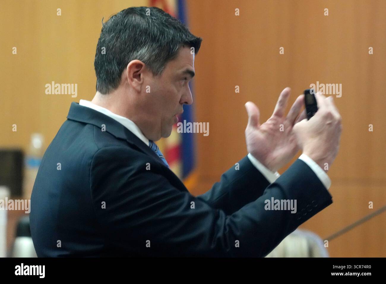Prosecutor Josh Maxwell speaks to the jury during the sentencing ...