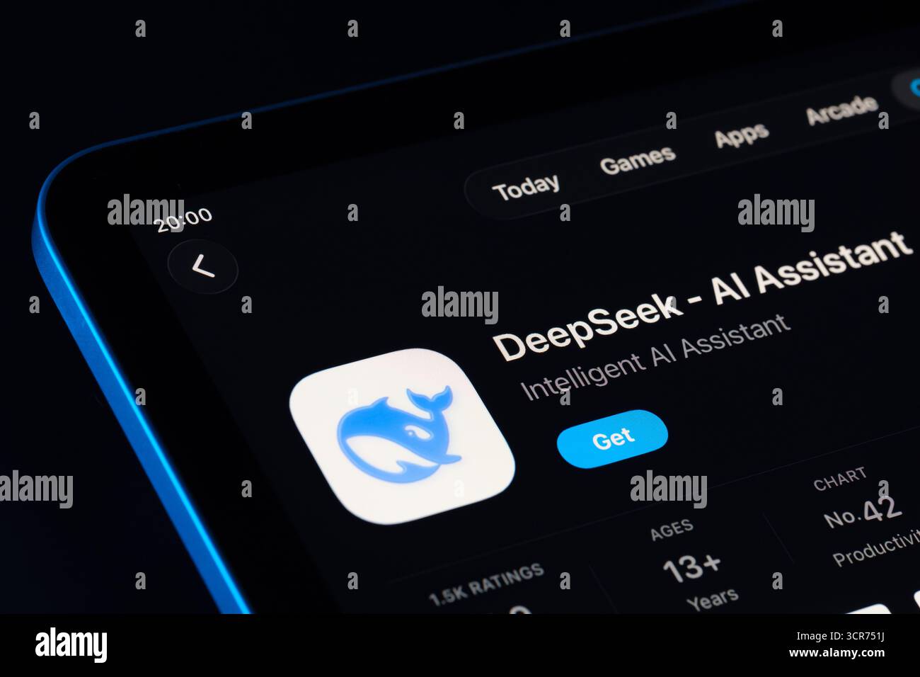 DeepSeek app page on App Store for iPad, Apple Liquid Glass design in ...