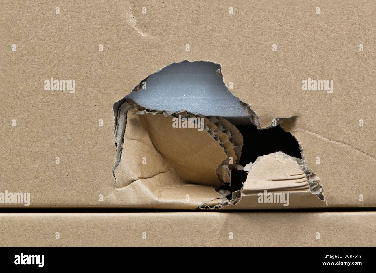 Damaged cardboard box broken shipping freight transportation quality ...