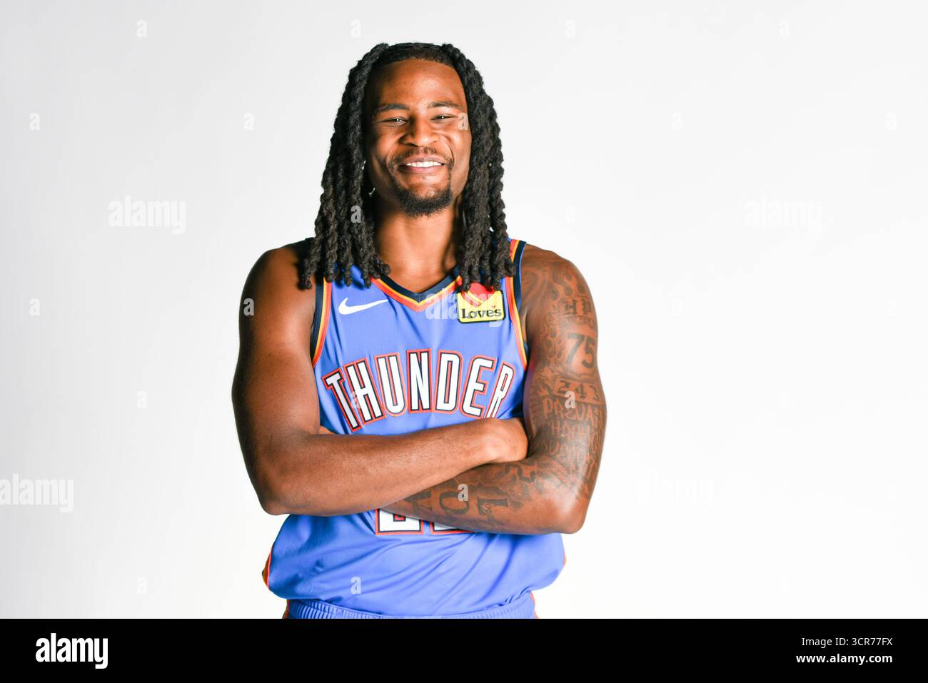 Oklahoma City Thunder guard Cason Wallace poses for a photo during the ...
