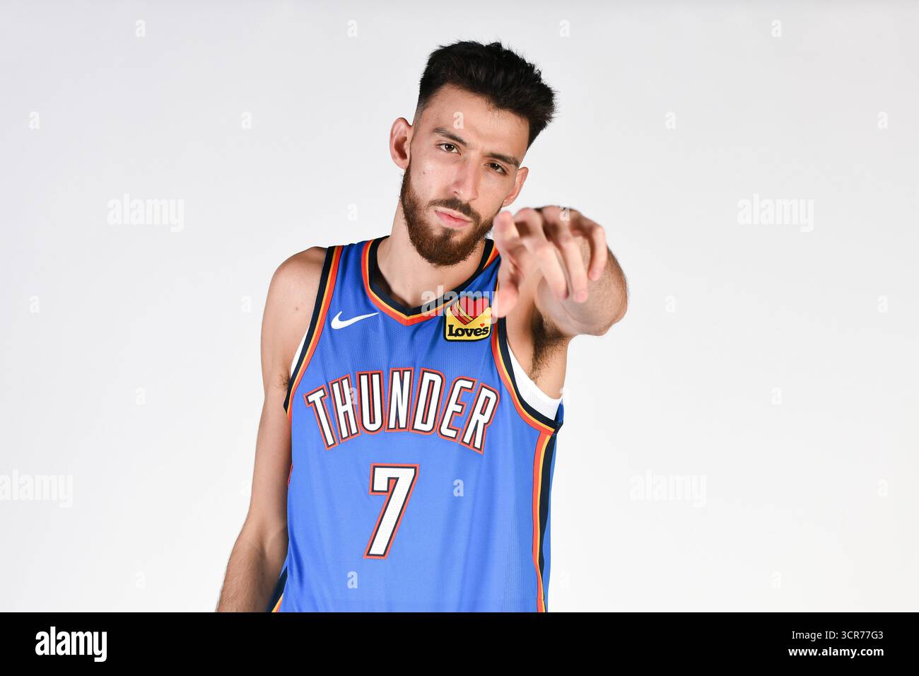 Oklahoma City Thunder forward Chet Holmgren poses for a photo during ...