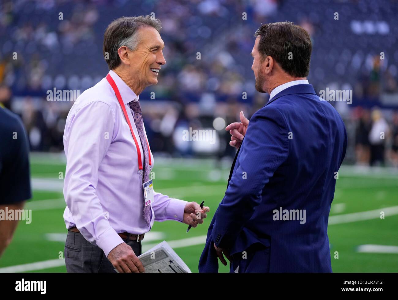 NBC's Sunday Night Football commentator Cris Collinsworth talks to ...