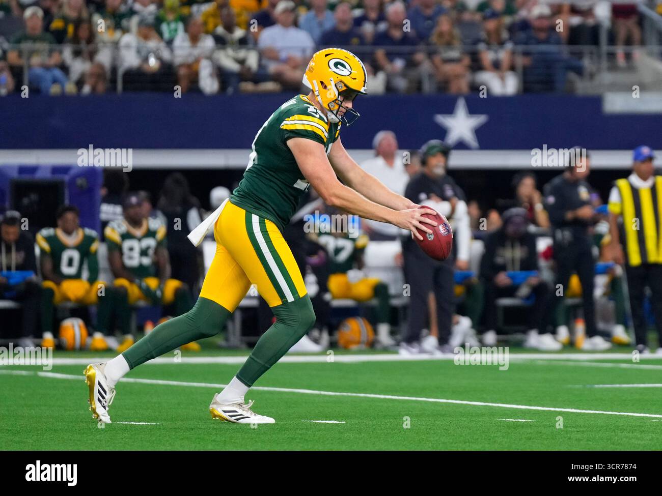 Green Bay Packers punter Daniel Whelan punts the ball during an NFL ...