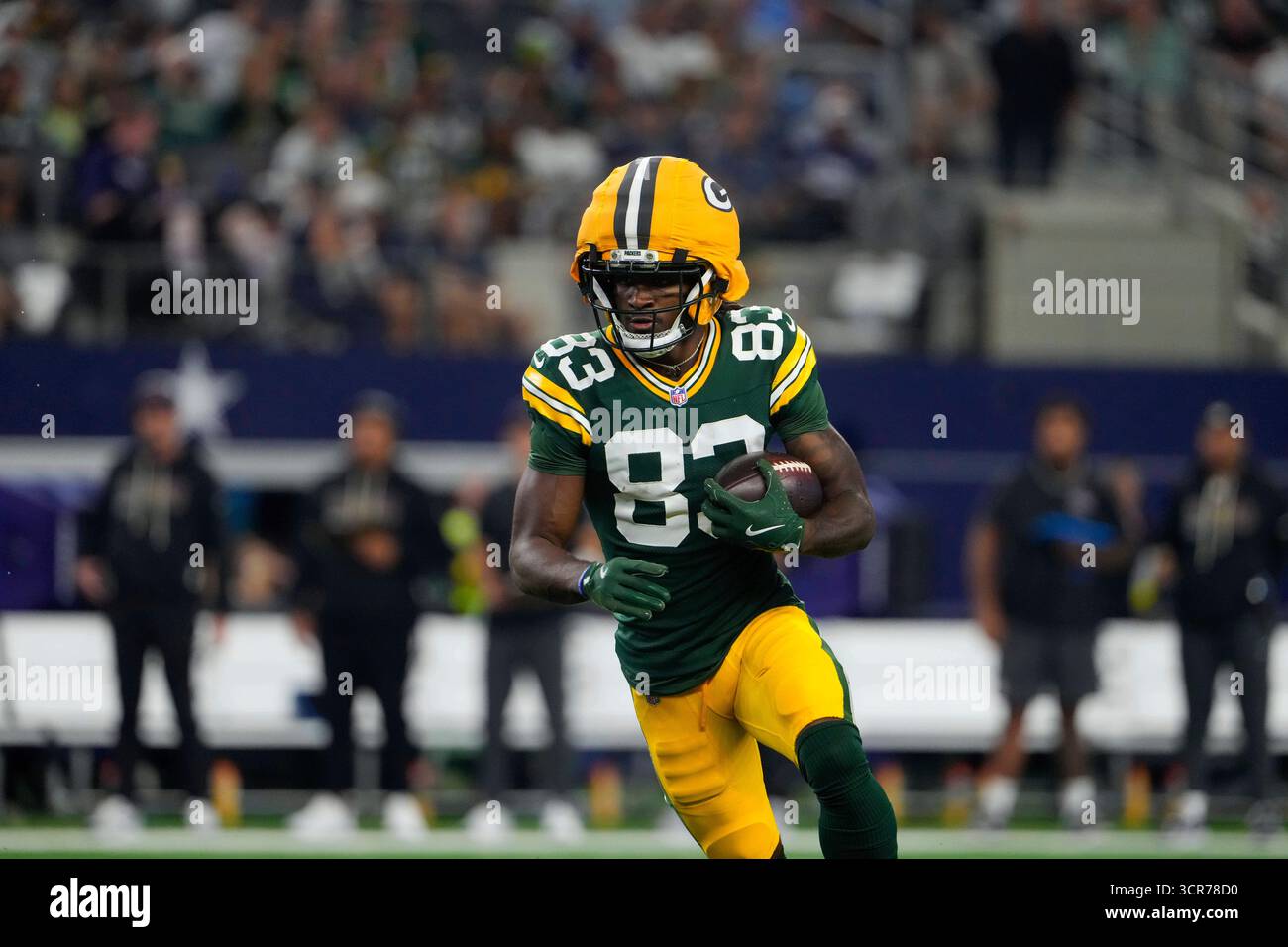 Green Bay Packers wide receiver Savion Williams runs upfield during the ...