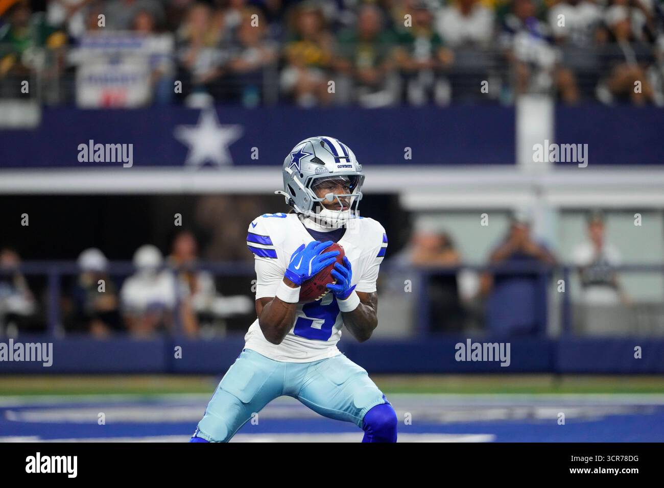 Dallas Cowboys kick returner Kavontae Turpin fields a kickoff during an ...
