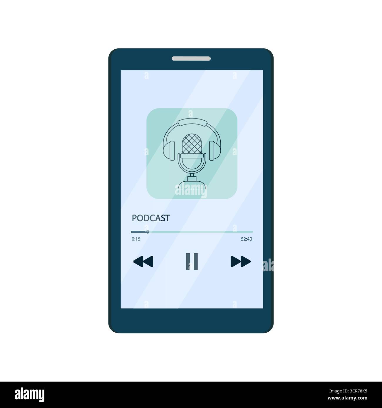 Podcast concept. Smartphone with an application for listening to ...