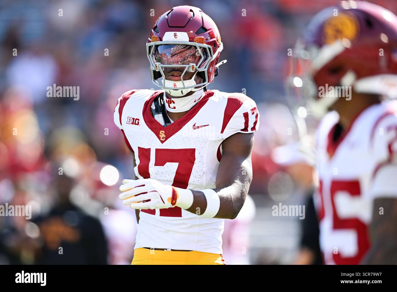 CHAMPAIGN, IL - SEPTEMBER 27: USC Trojans WR Prince Strachan (17) prior ...