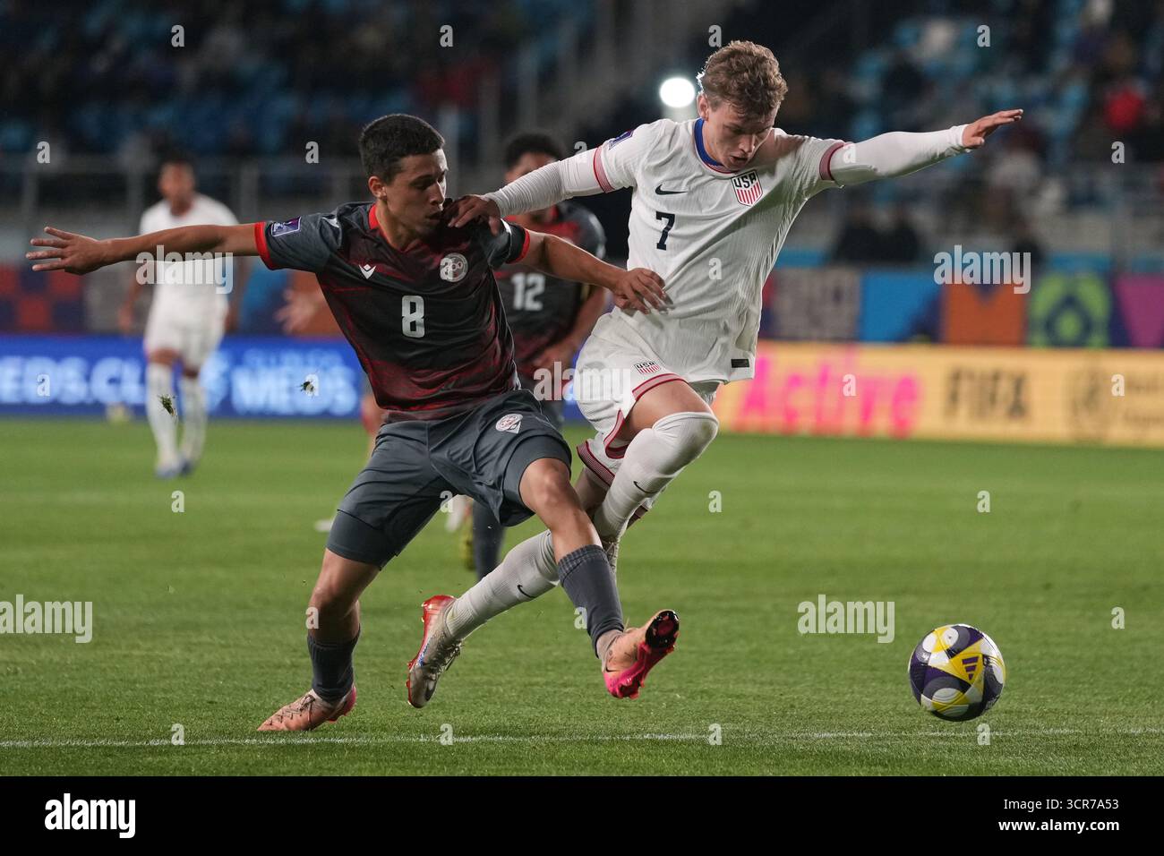 United States' Cole Campbell, right, and New Caledonia's Anthony Levy ...
