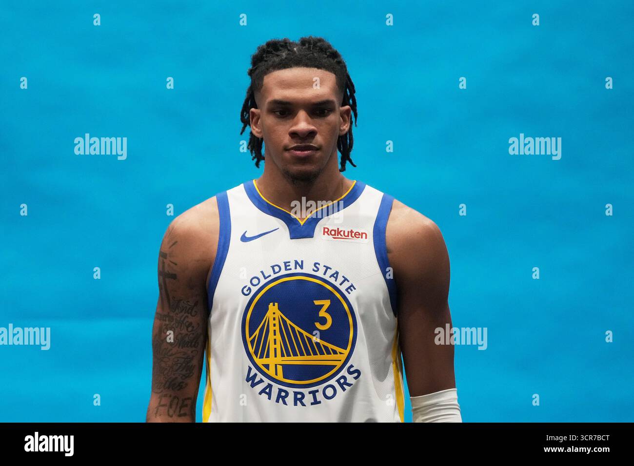 Golden State Warriors' Will Richard poses for photos during the NBA ...