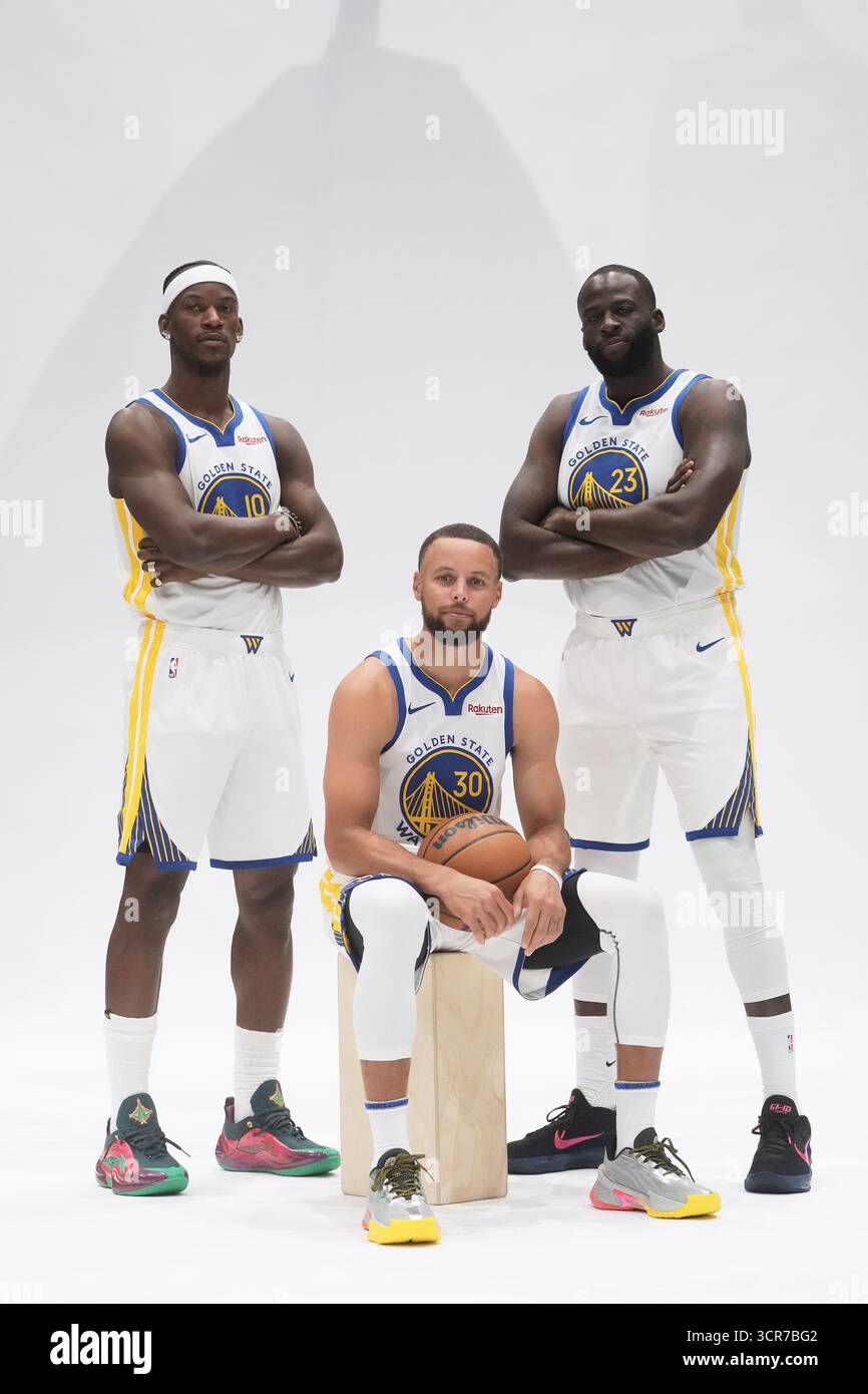 Golden State Warriors forward Jimmy Butler III (10), guard Stephen Curry (30) and forward ...