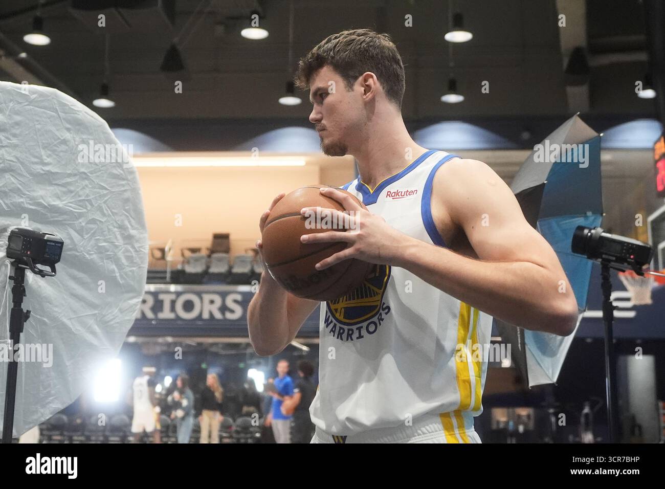 Golden State Warriors center Quinten Post poses for photos during the ...