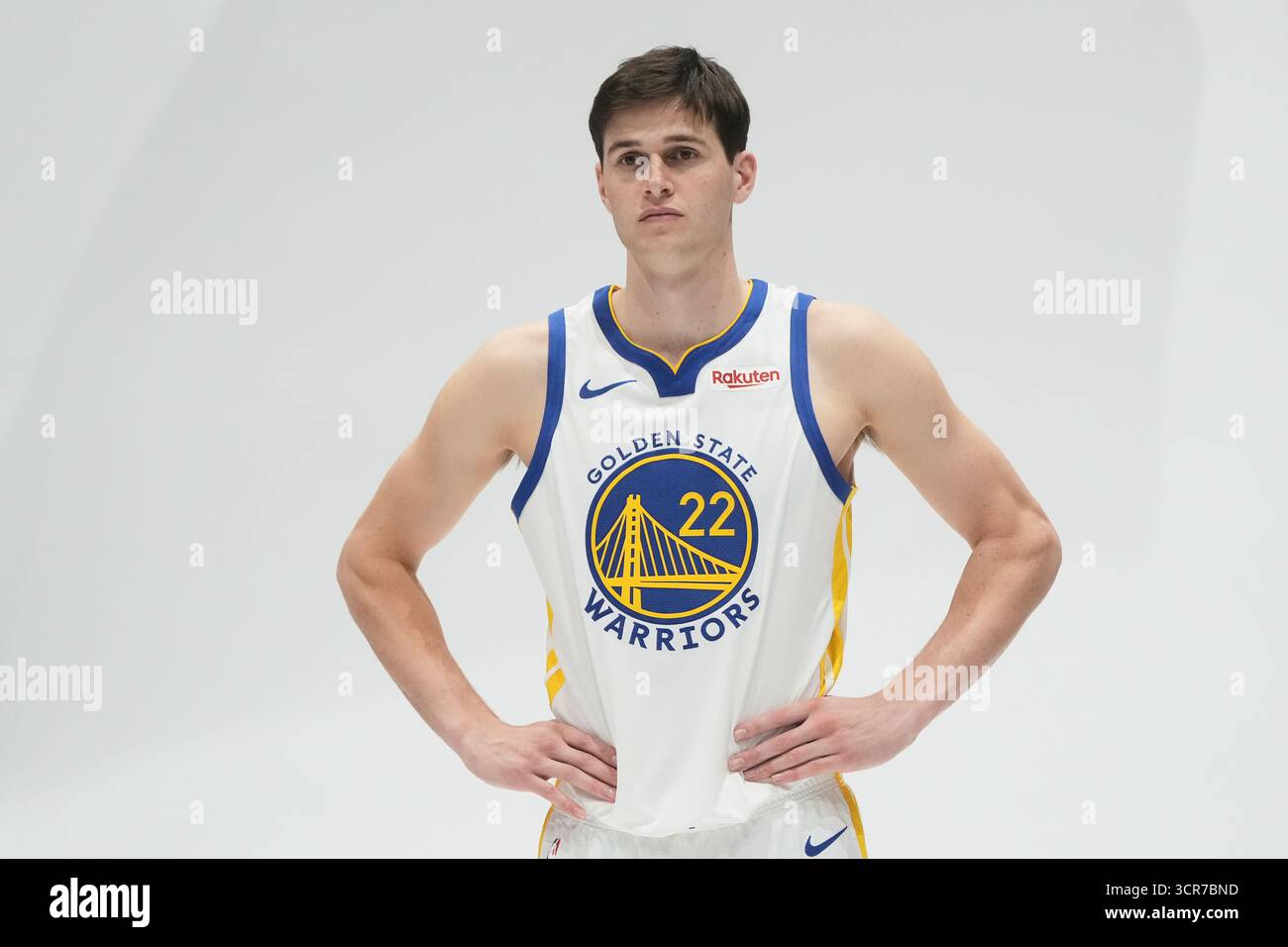 Golden State Warriors' Alex Toohey poses for photos during the NBA ...