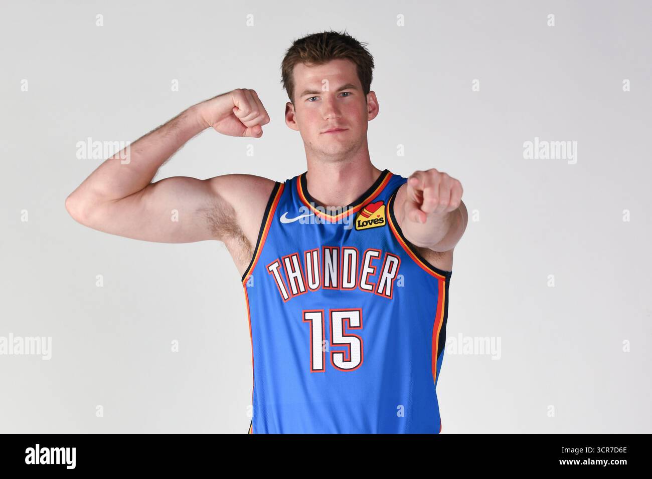 Oklahoma City Thunder center Branden Carlson poses for a photo during ...