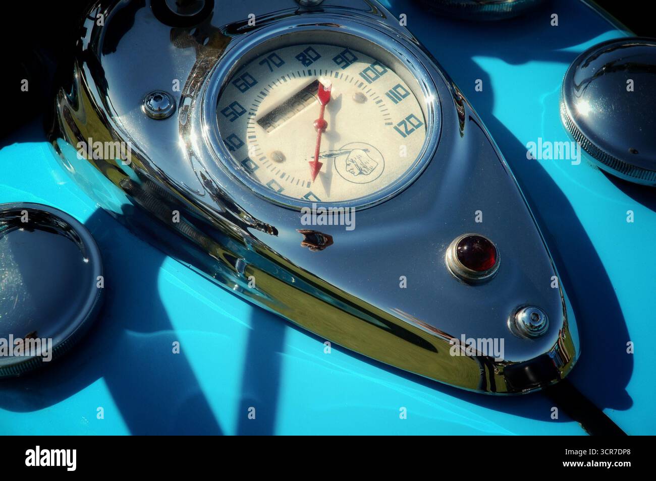 Vintage Indian motorcycle gas tank and speedometer Stock Photo - Alamy