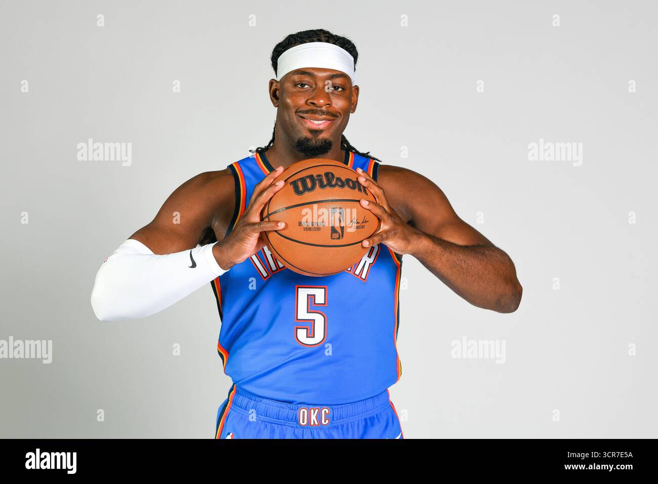 Oklahoma City Thunder guard Luguentz Dort poses for a photo during the ...