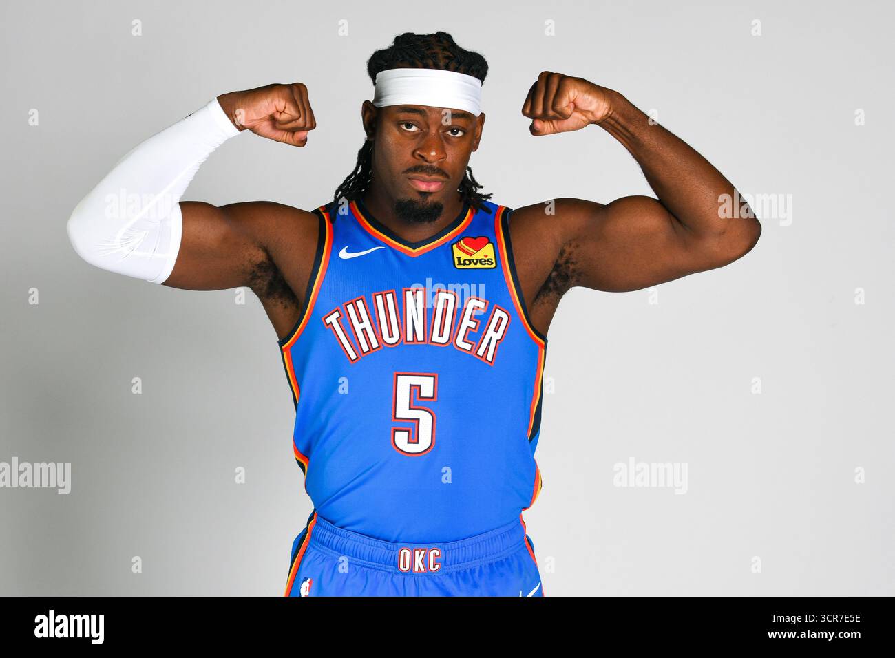 Oklahoma City Thunder guard Luguentz Dort poses for a photo during the ...