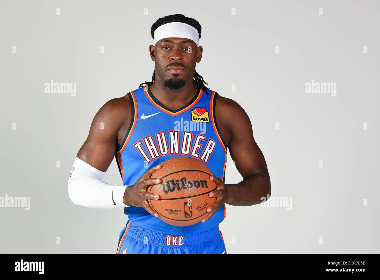 Oklahoma City Thunder guard Luguentz Dort poses for a photo during the ...