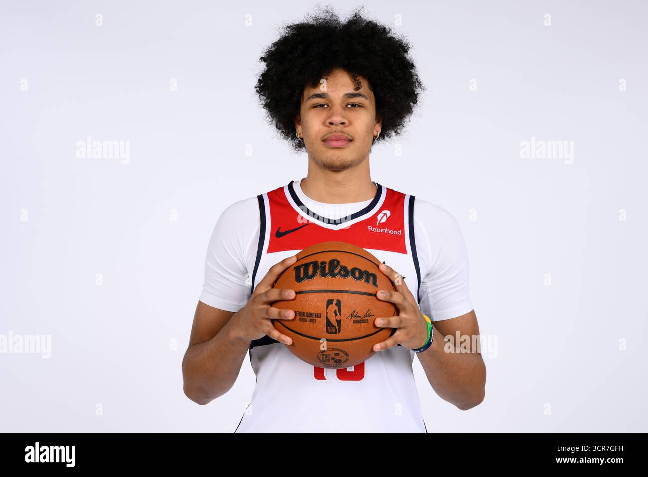 Washington Wizards forward Kyshawn George (18) poses for a photo during ...