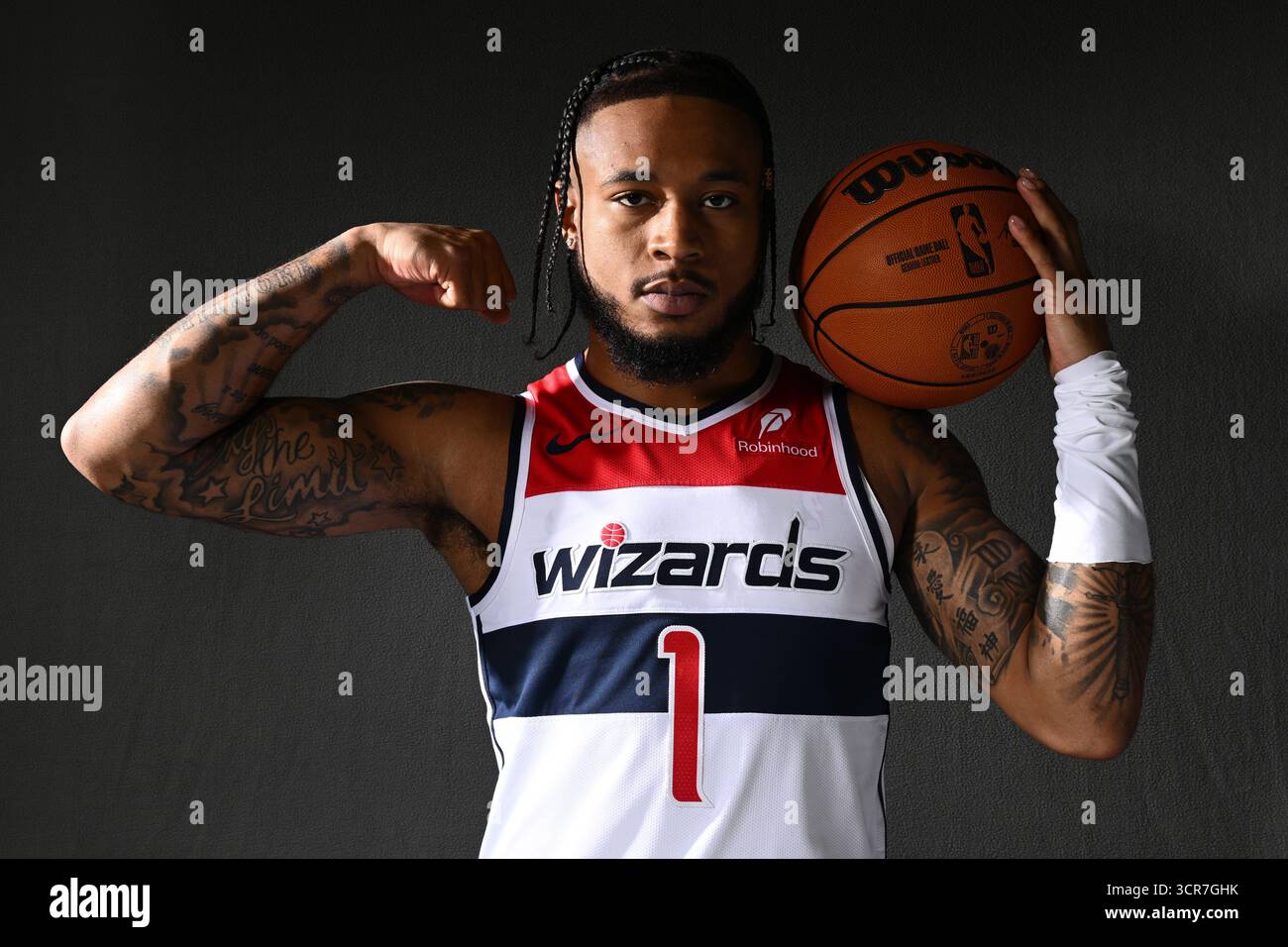 Washington Wizards guard Cam Whitmore (1) poses for a photo during the ...