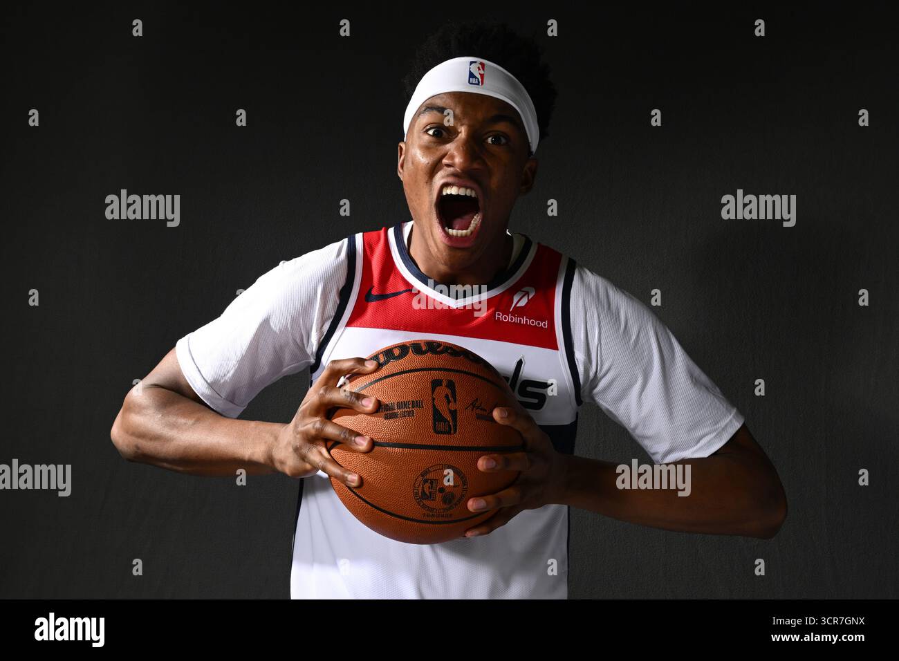 Washington Wizards forward Jonathan Pierre (15) poses for a photo during the NBA basketball team ...
