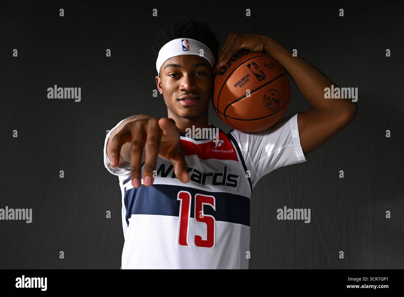 Washington Wizards forward Jonathan Pierre (15) poses for a photo during the NBA basketball team ...
