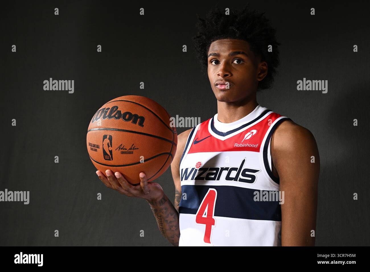 Washington Wizards guard AJ Johnson (4) poses for a photo during the ...