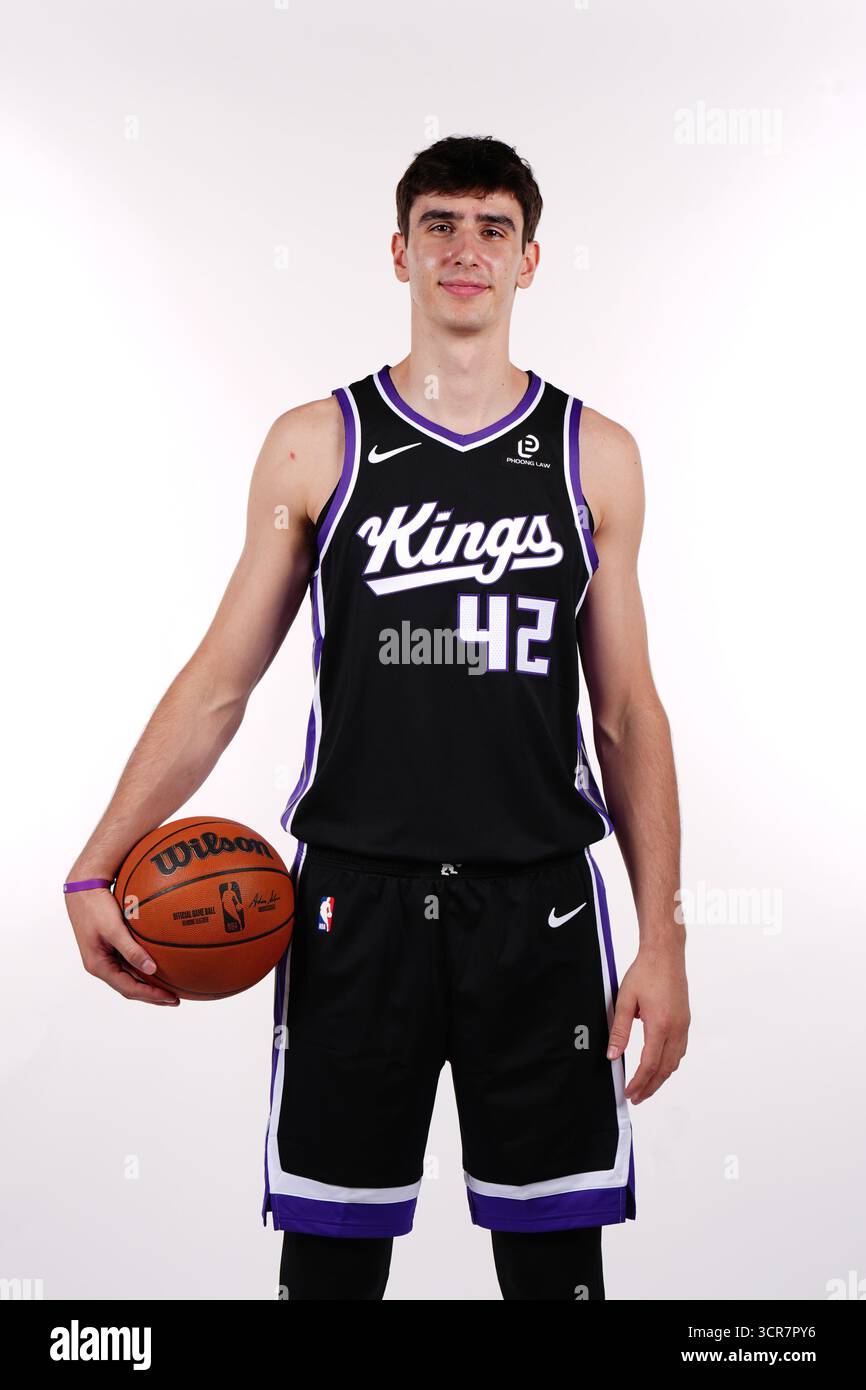 Sacramento Kings center Maxime Raynaud poses during the NBA basketball ...
