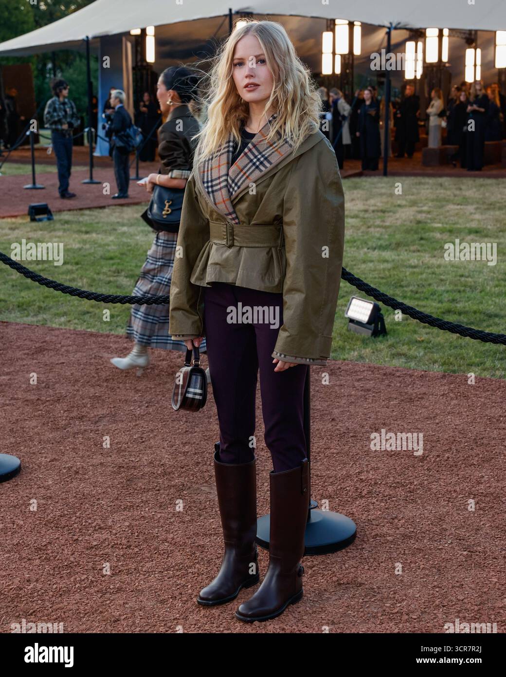 Ellie Bamber attends the Burberry Summer 2026 Show held at the Perks Field, Orme Square Stock ...