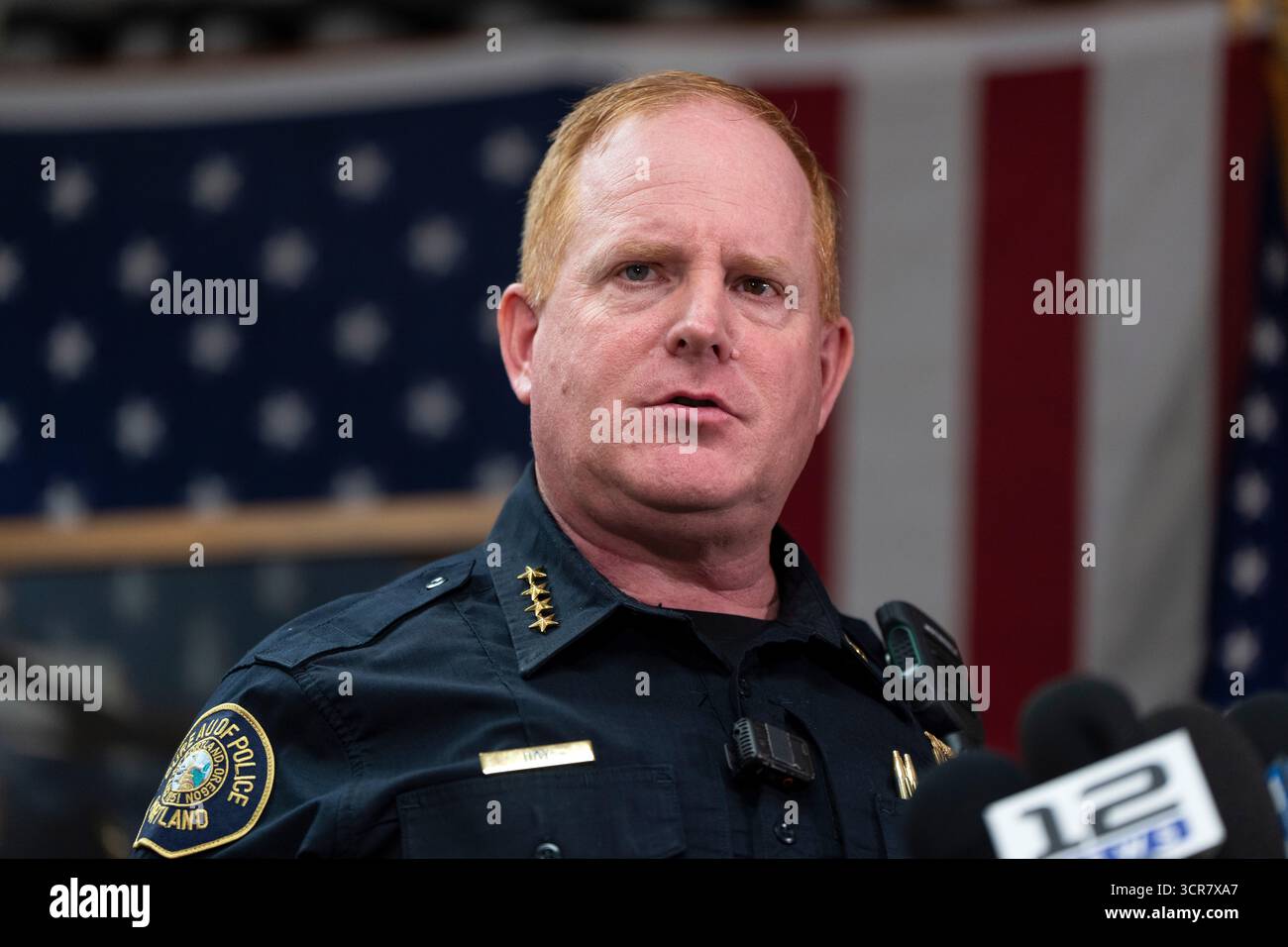 Portland Police Chief Bob Day speaks during a news conference on Monday ...