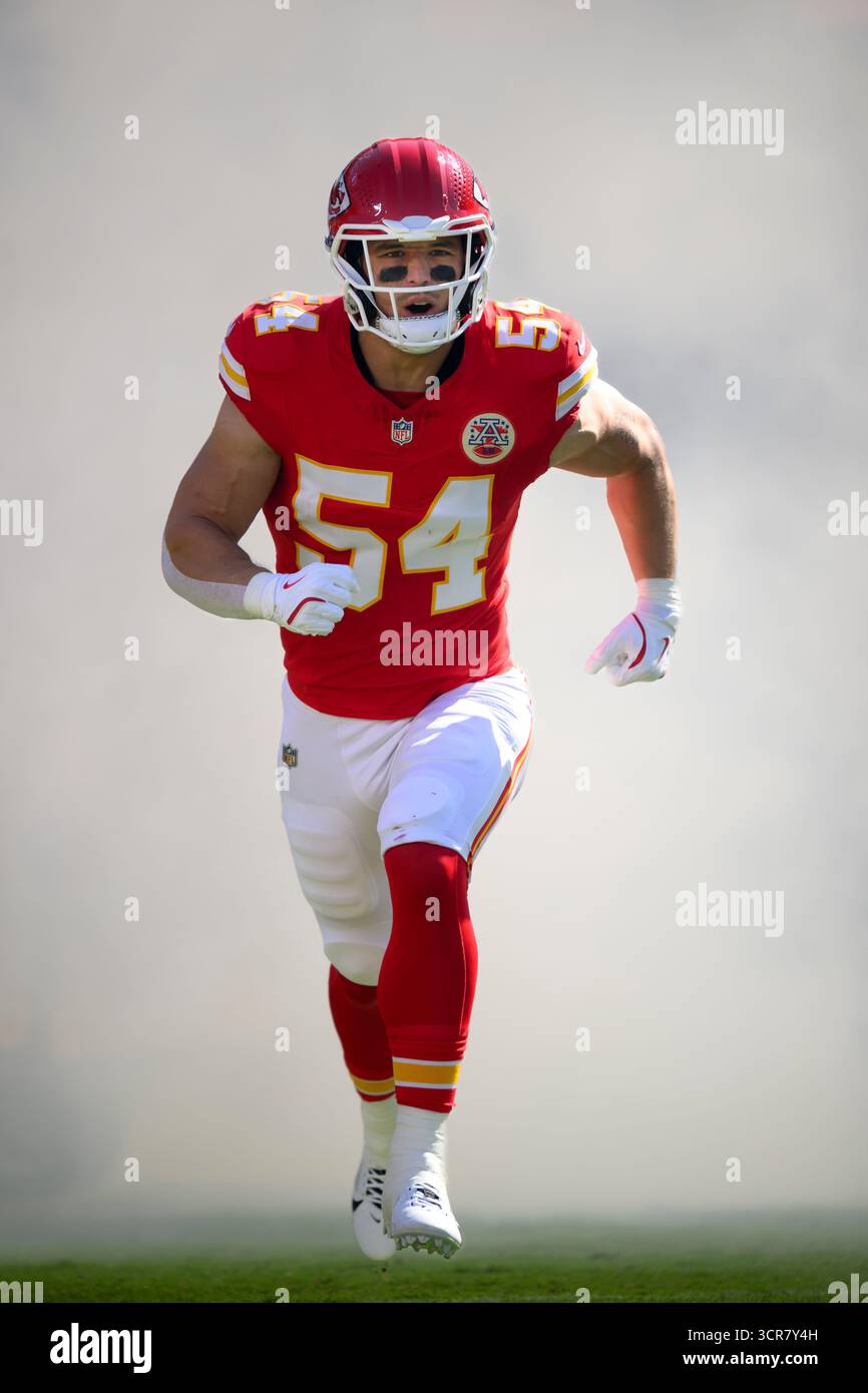 Kansas City Chiefs Linebacker Leo Chenal Comes Onto The Field During